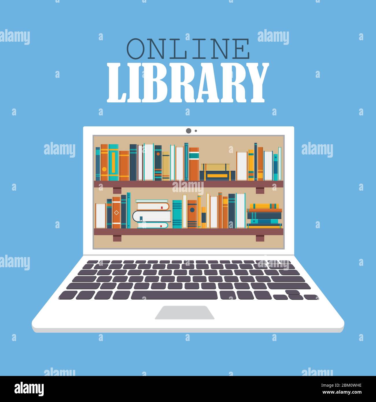Online library vector illustration in flat design. Education concept ...