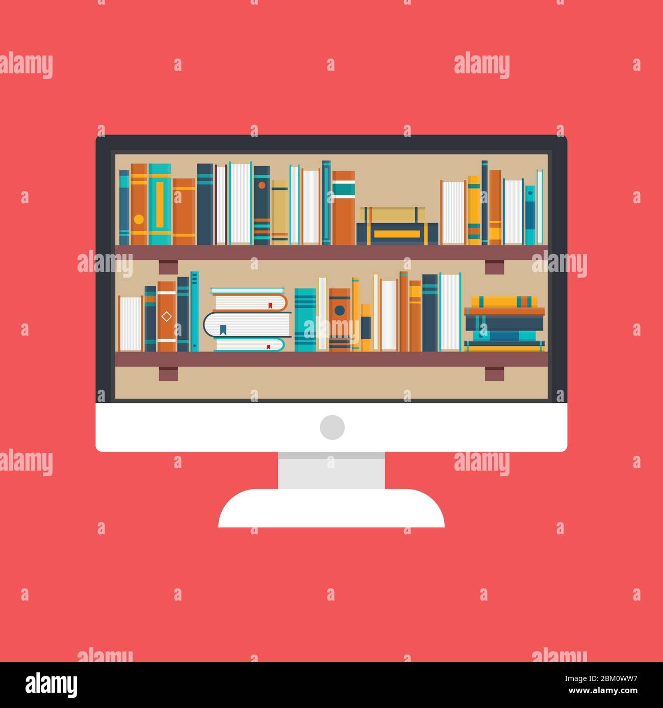 Online library vector illustration in flat design. Education concept ...