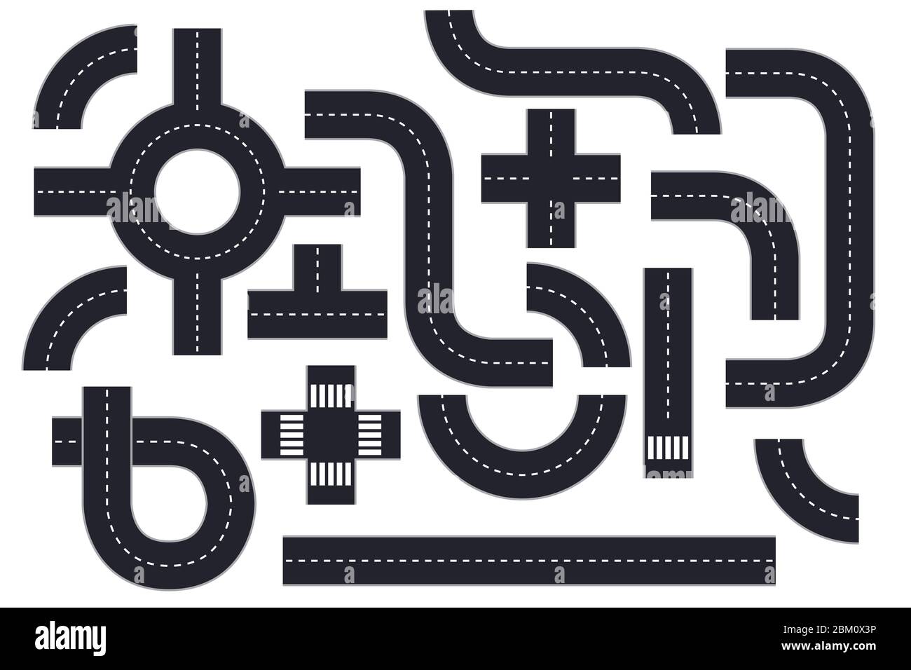 Road elements vector illustration isolated on white background Stock ...