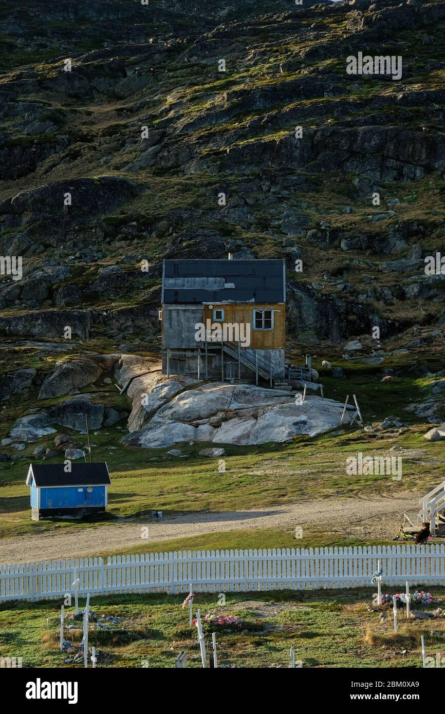 Colorful houses in the settlement of Tasiusaq Greenland Stock Photo - Alamy