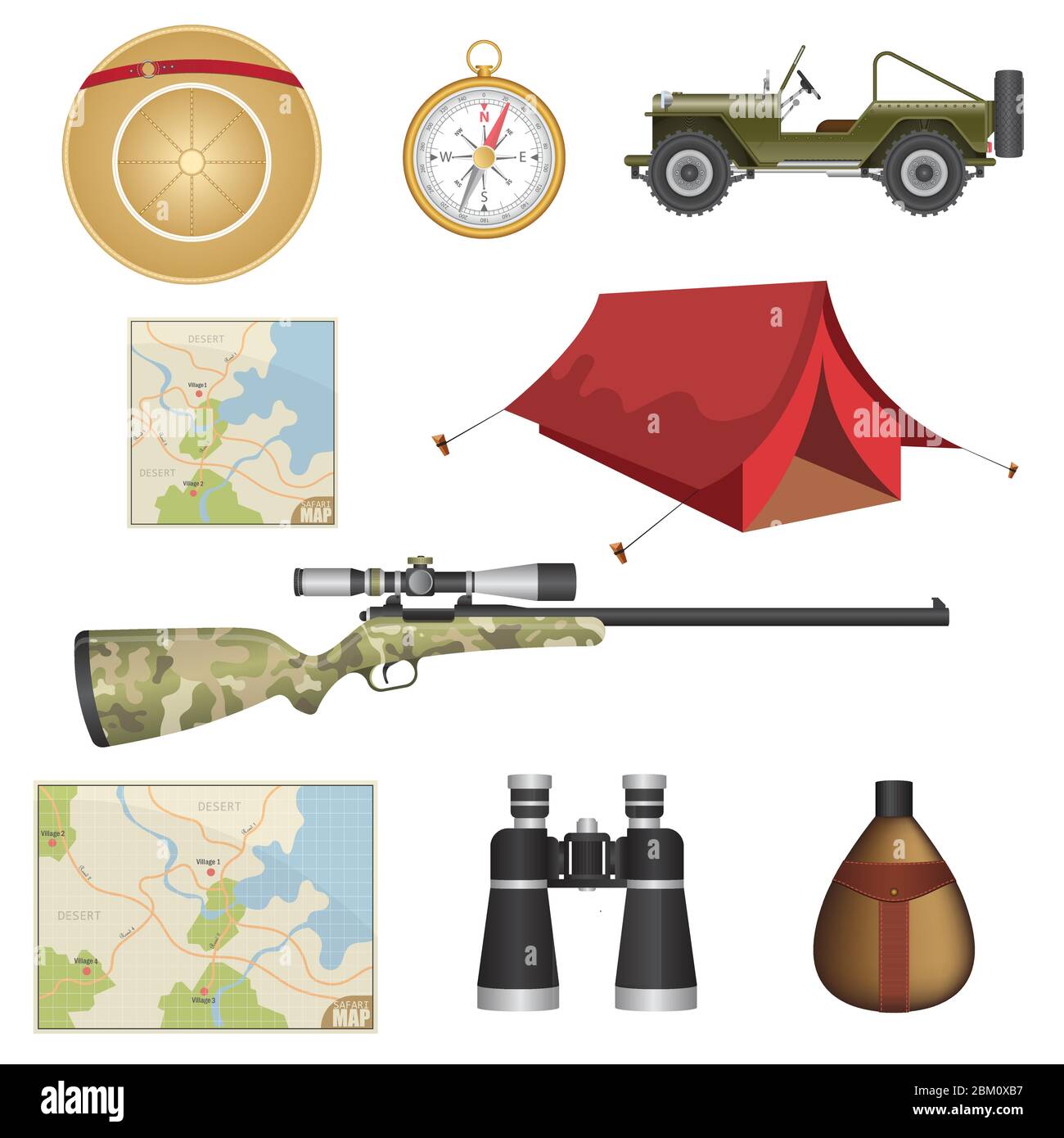 Safari equipment set vector illustration Stock Vector Image & Art - Alamy