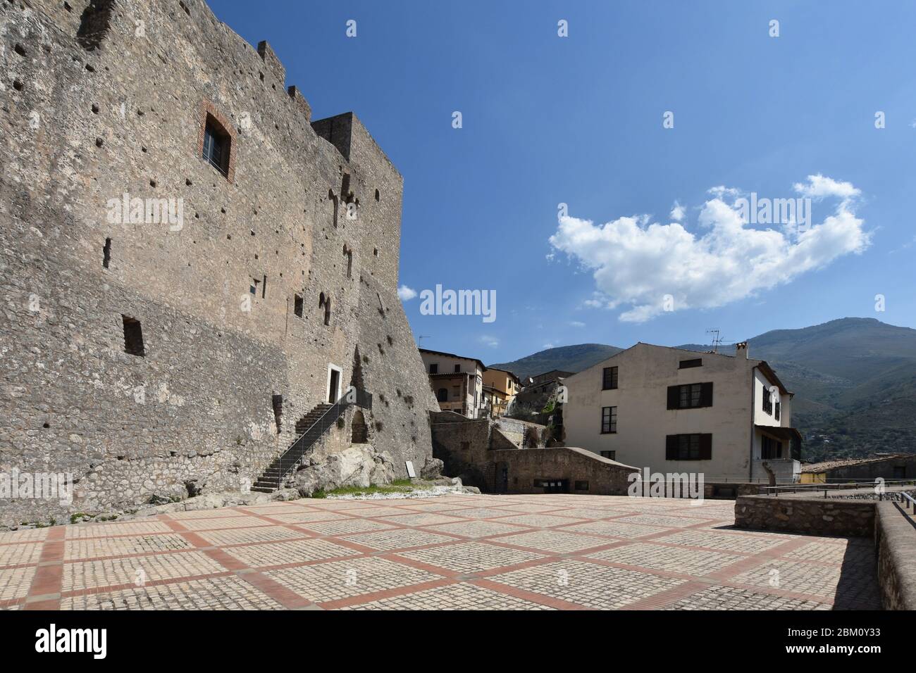 The walls of the medieval castle of Itri, in the province of Latina ...