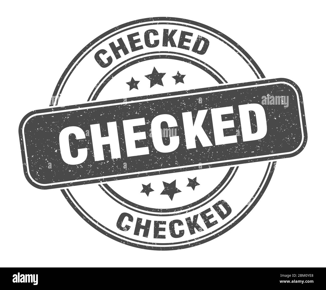 checked stamp. checked label. round grunge sign Stock Vector Image ...