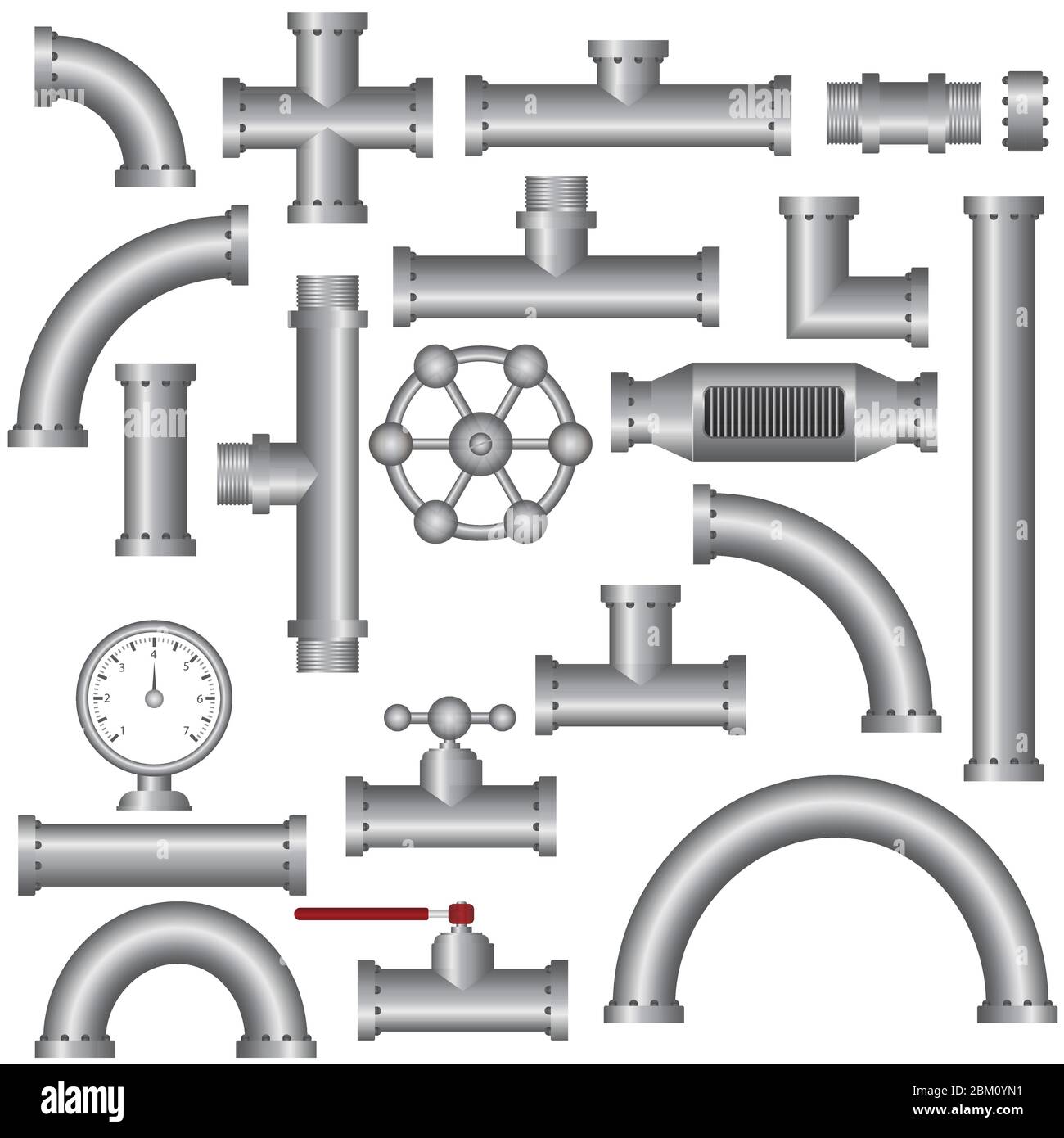 Steel pipe fittings vector illustration isolated on white background ...
