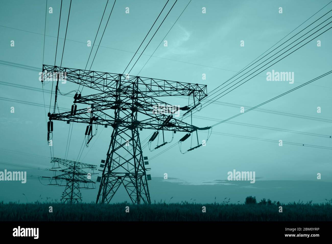 The evening of the pylon outline, is very beautiful Stock Photo - Alamy