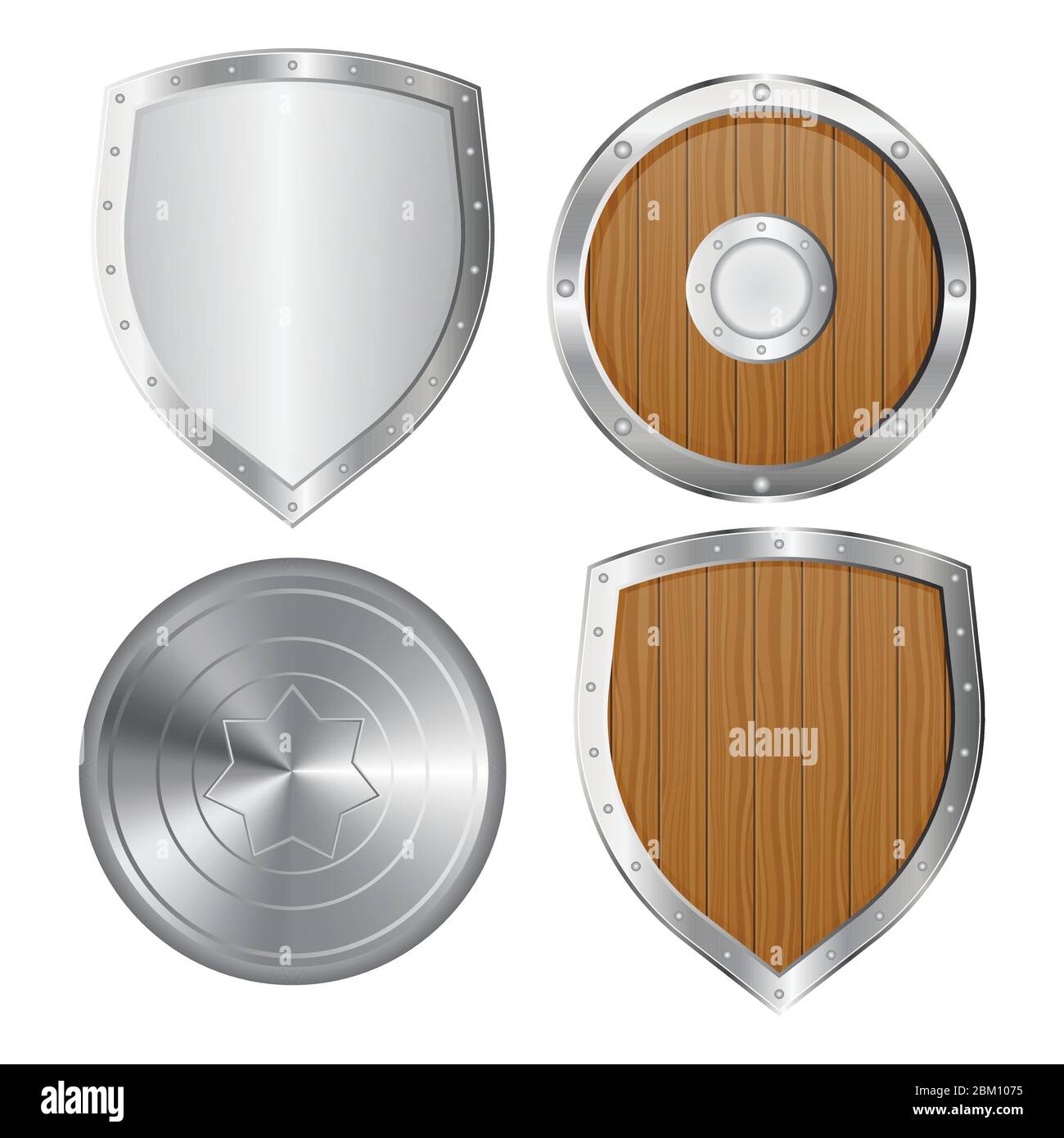 Set Of Shields Vector Illustration Isolated On White Background Stock