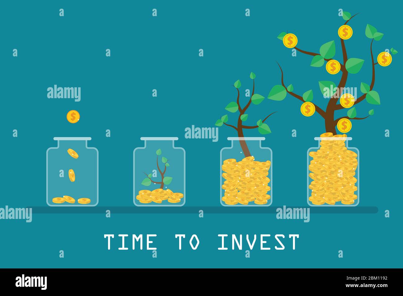 Time to invest concept. Grow business. Money tree and financial growth ...