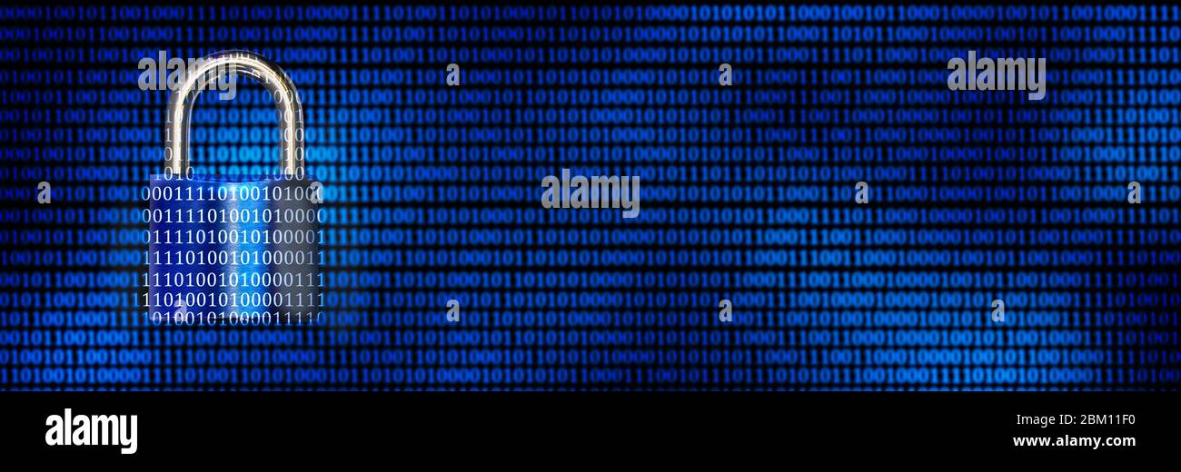 closed padlock on blue digital matrix as symbol for data integrity ...