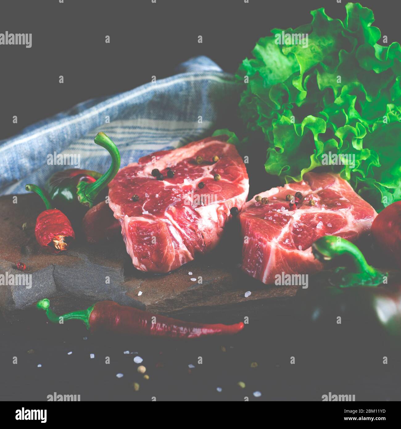 Food set for a picnic. Juicy meat steak and vegetables Stock Photo - Alamy
