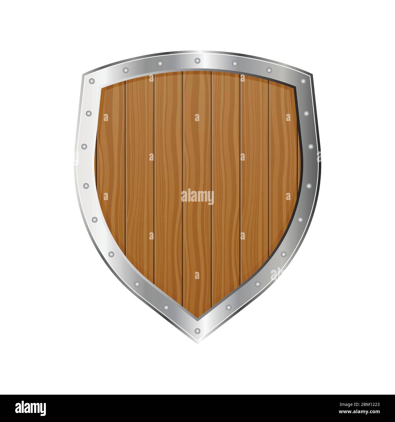 Medieval wooden shield vector illustration isolated on white background ...