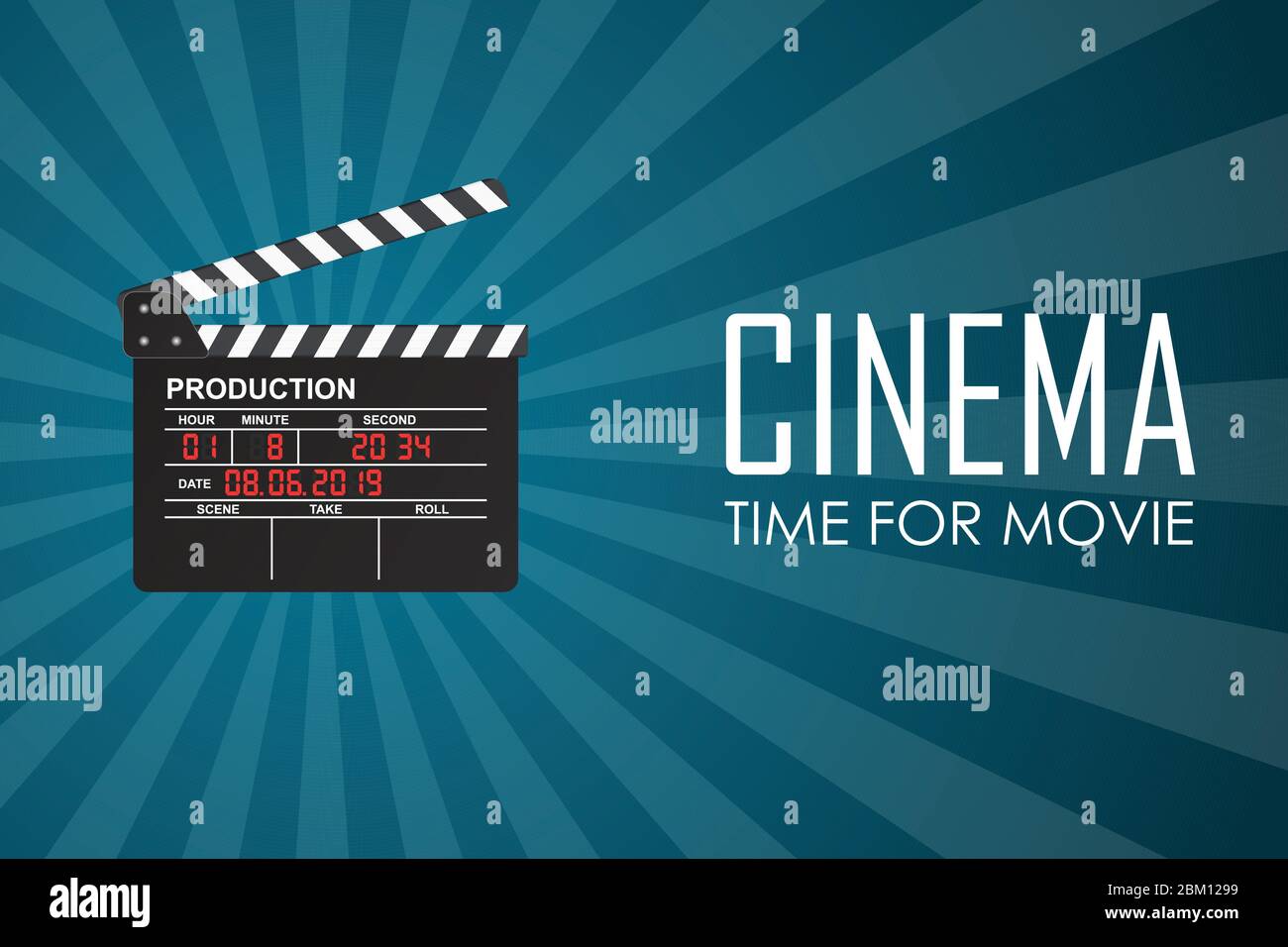 Time for movie poster vector illustration. Movie invitation Stock ...