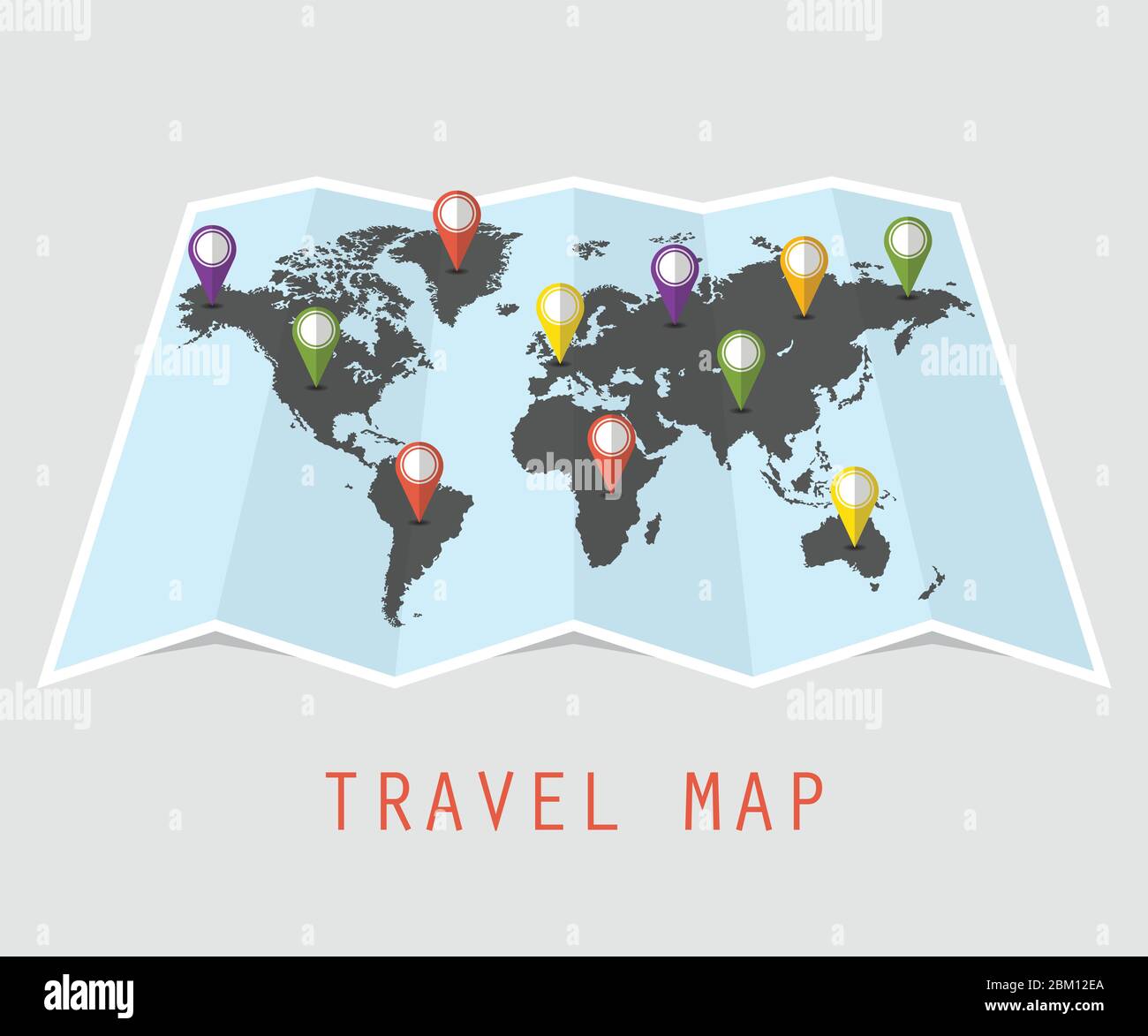 World travel map concept. Vector illustration in flat design Stock ...