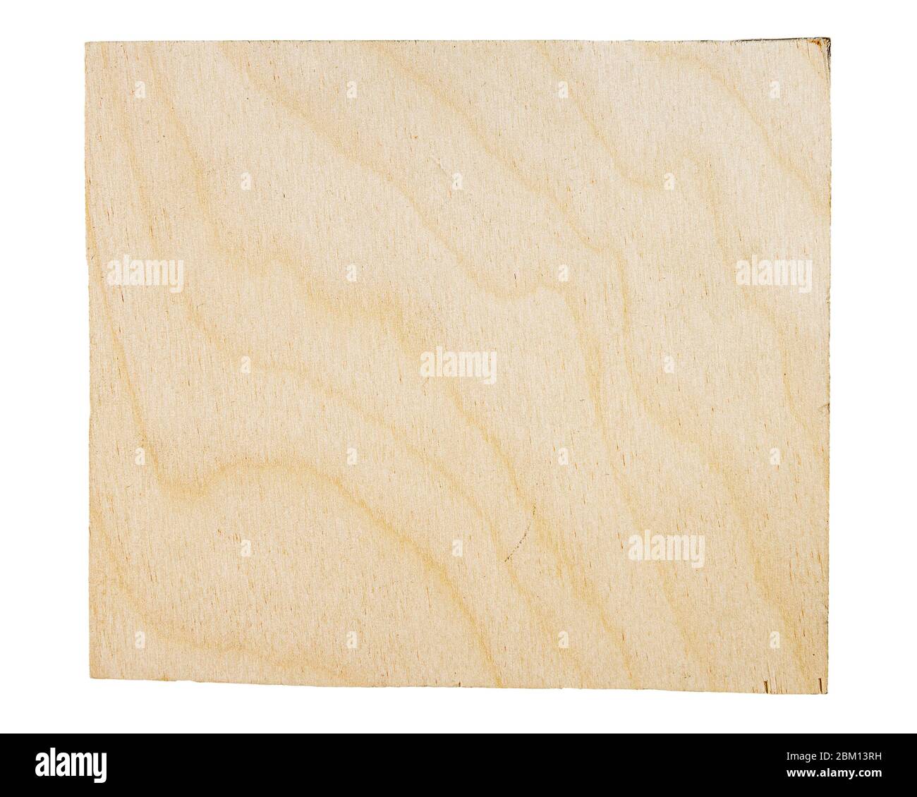 Rectangular piece of birch plywood with a natural texture. Isolated on ...