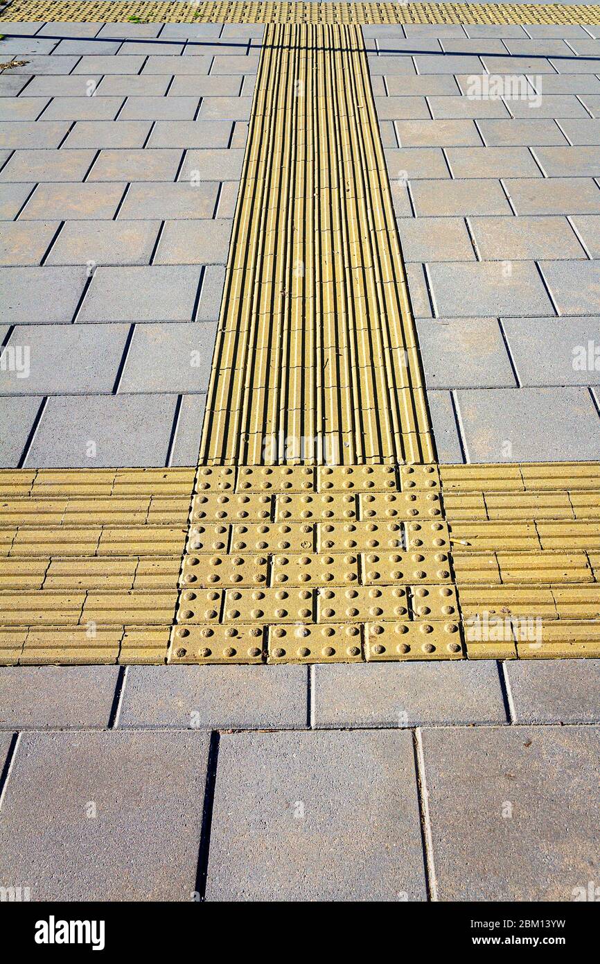 Yellow Tactile Paving On Walkway, Tactile Ground Surface, 54% OFF