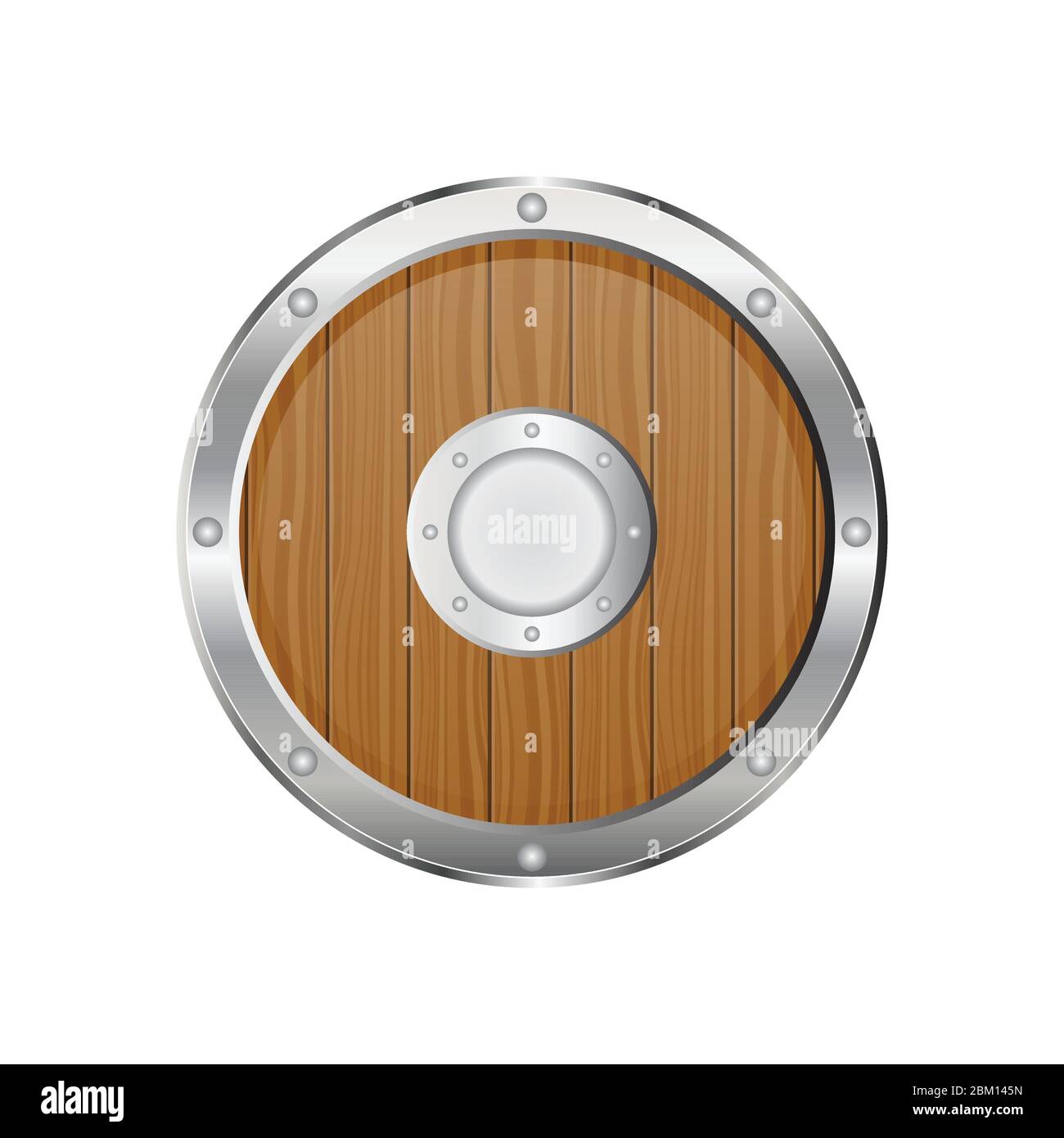 Medieval wooden shield vector illustration isolated on white background ...
