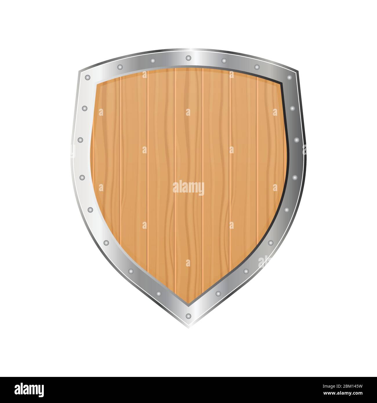 Medieval wooden shield vector illustration isolated on white background ...