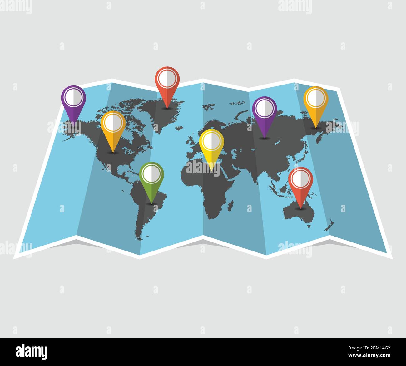 World travel map concept. Vector illustration in flat design Stock ...