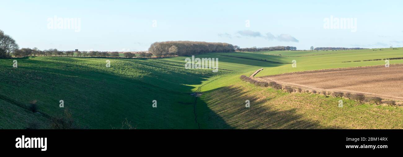 Panoramic view of Deep Dale in the Yorkshire Wolds taken from the ...