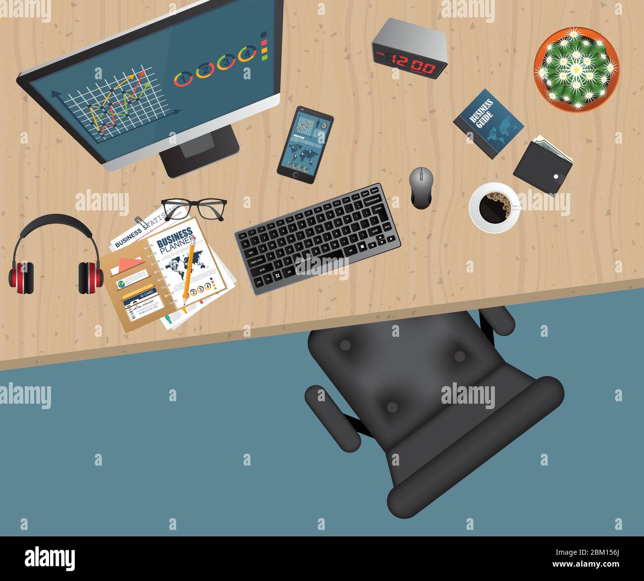 Workspace top view Stock Vector Images - Alamy