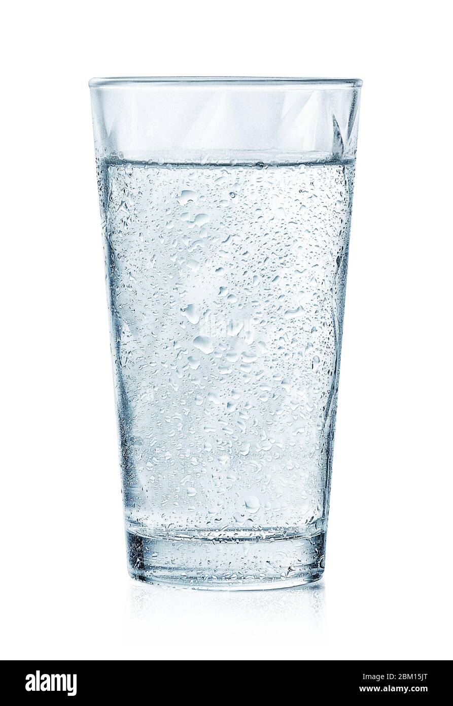 Glass of cold sparkling water with drops isolated on white background Stock Photo - Alamy