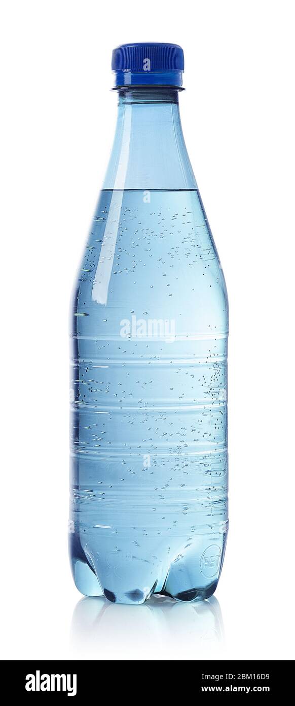 Light blue bottle of sparkling water isolated on white background Stock ...