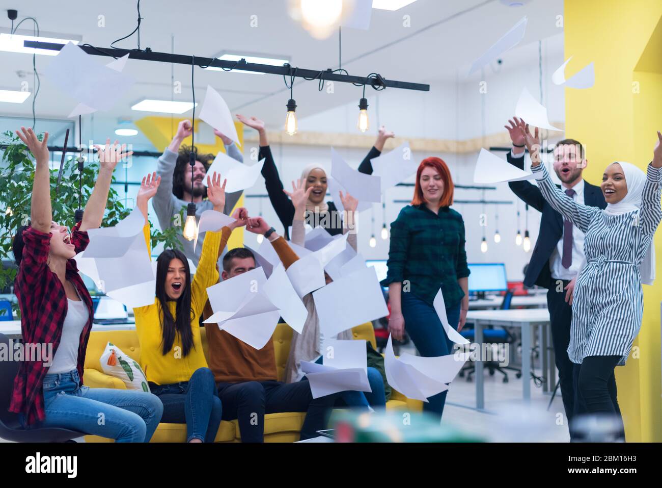 Young Woman Throwing Up Documents High Resolution Stock Photography and ...
