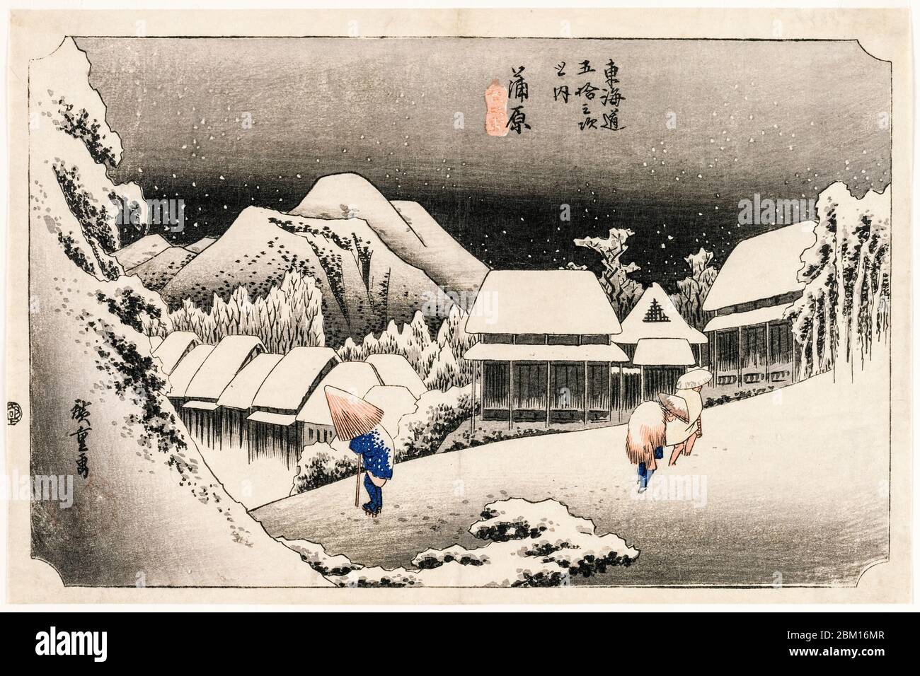 Utagawa Hiroshige, Evening Snow, Kambara, from the series Fifty-three ...