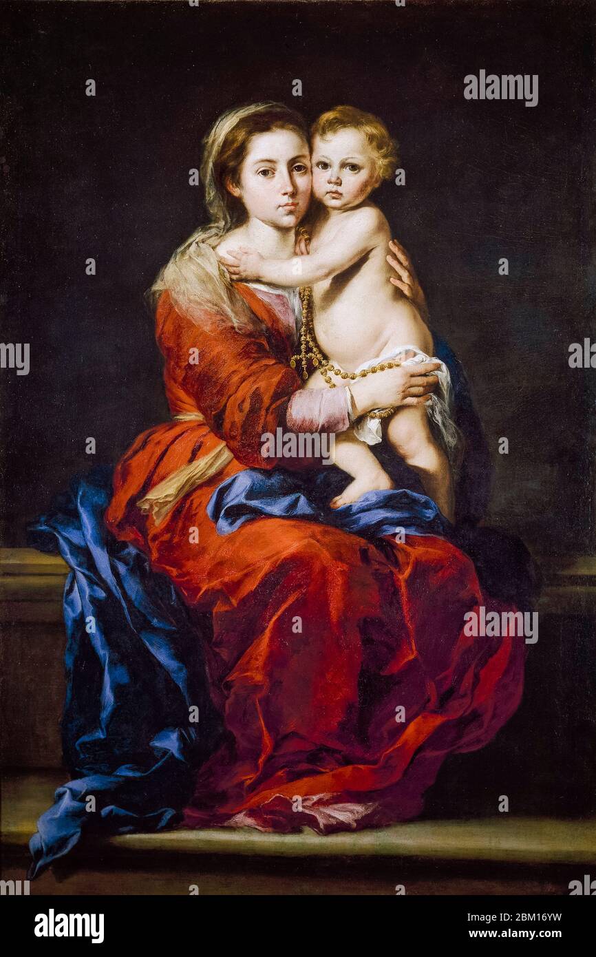 Bartolomé Esteban Murillo, Virgin and Child with a Rosary, painting ...