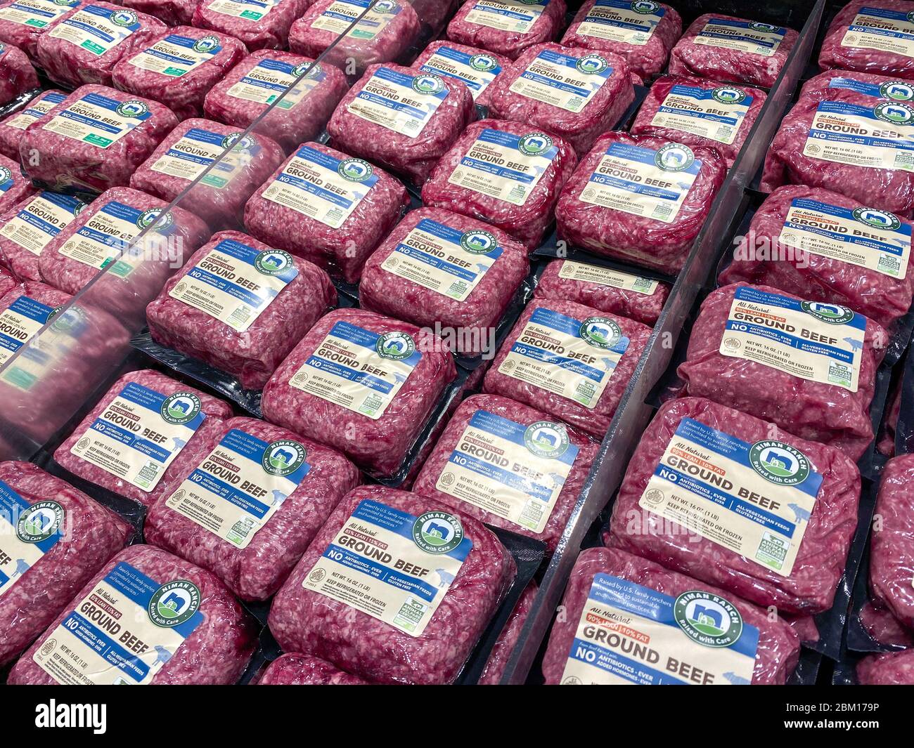 Orlando,FL/USA-5/3/20: A display of Ground Beef at a Whole Foods Market ...
