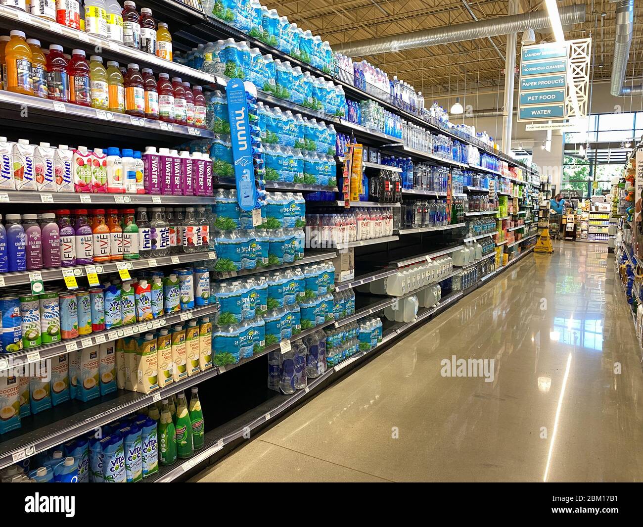 Orlando,FL/USA-5/3/20: A display of water bottle aisle at a Whole Foods ...