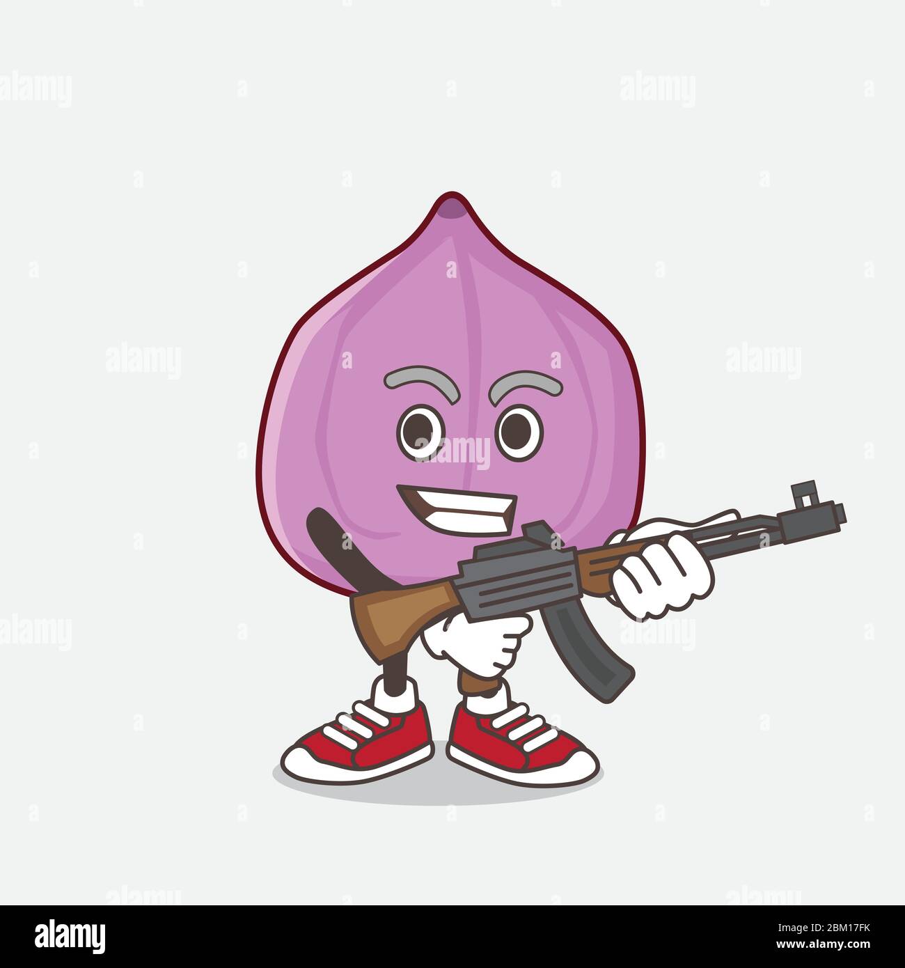 An illustration of Fig Fruit cartoon mascot character with assault ...