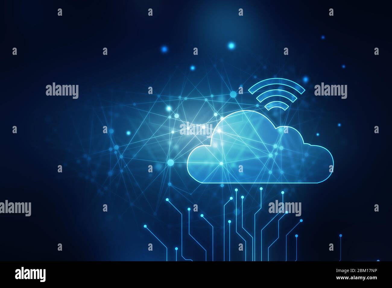 2d rendering Cloud online storage icons with WiFi Stock Photo - Alamy