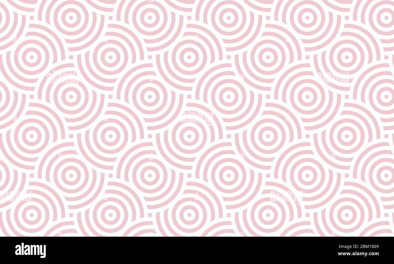 Circular geometric seamless pattern in white and pink. It can be used ...