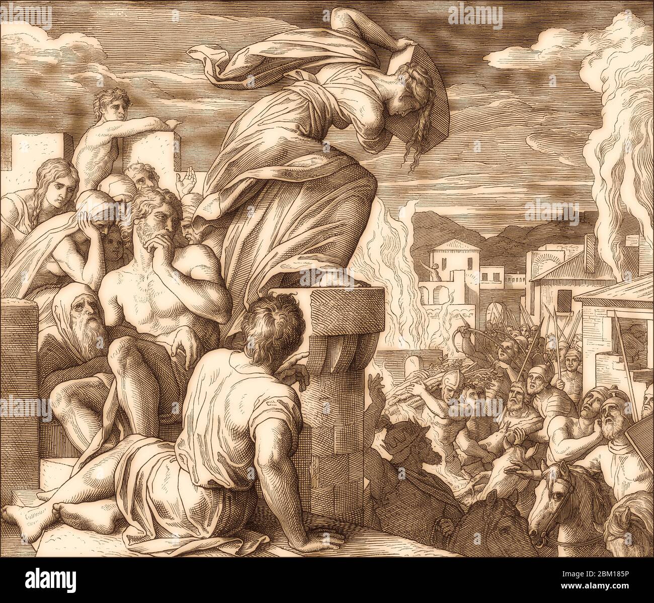 Battle of Thebaz, Death of Abimelech, Old Testament, by Julius Schnorr ...