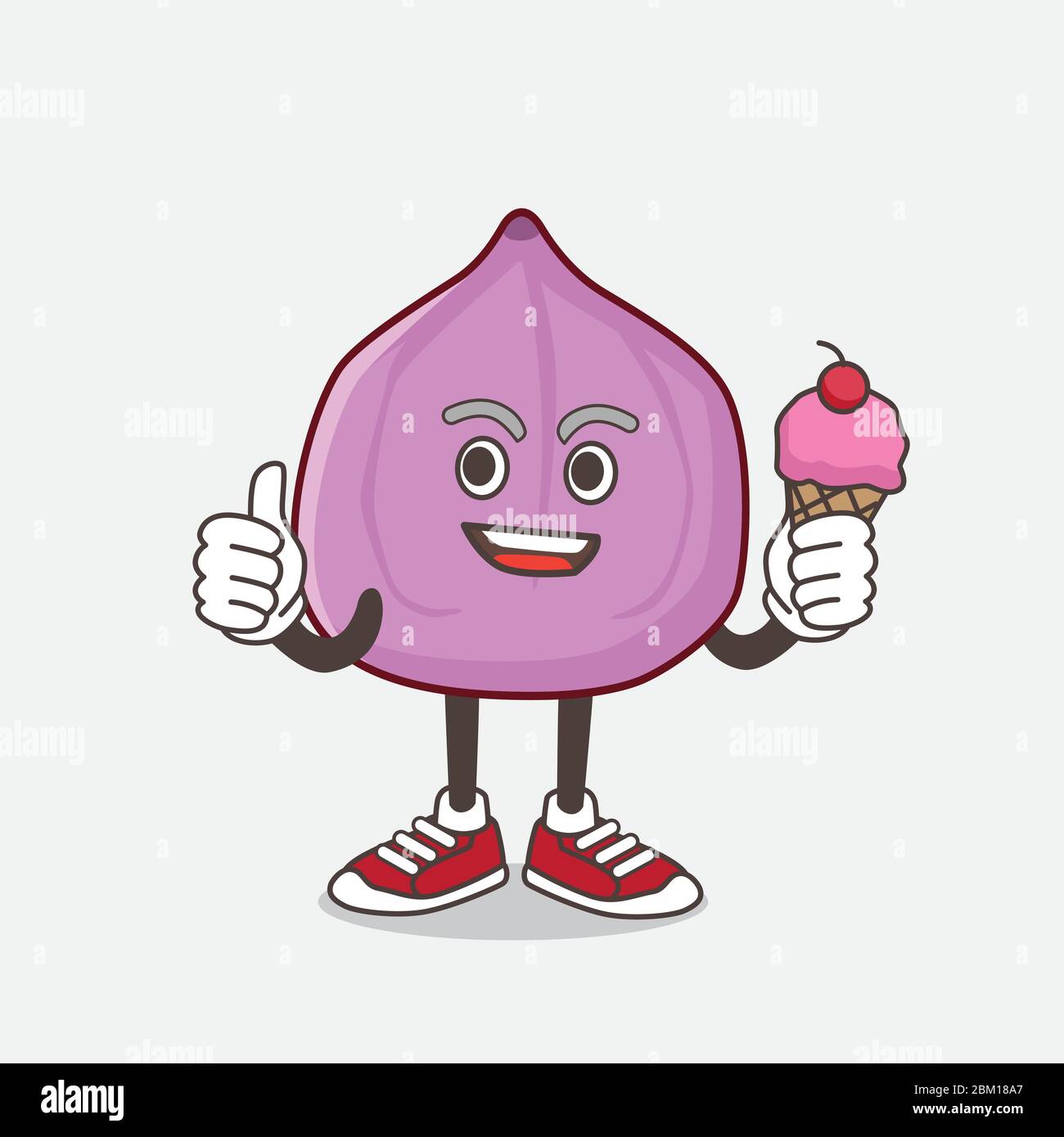 An illustration of Fig Fruit cartoon mascot character eating an ice ...