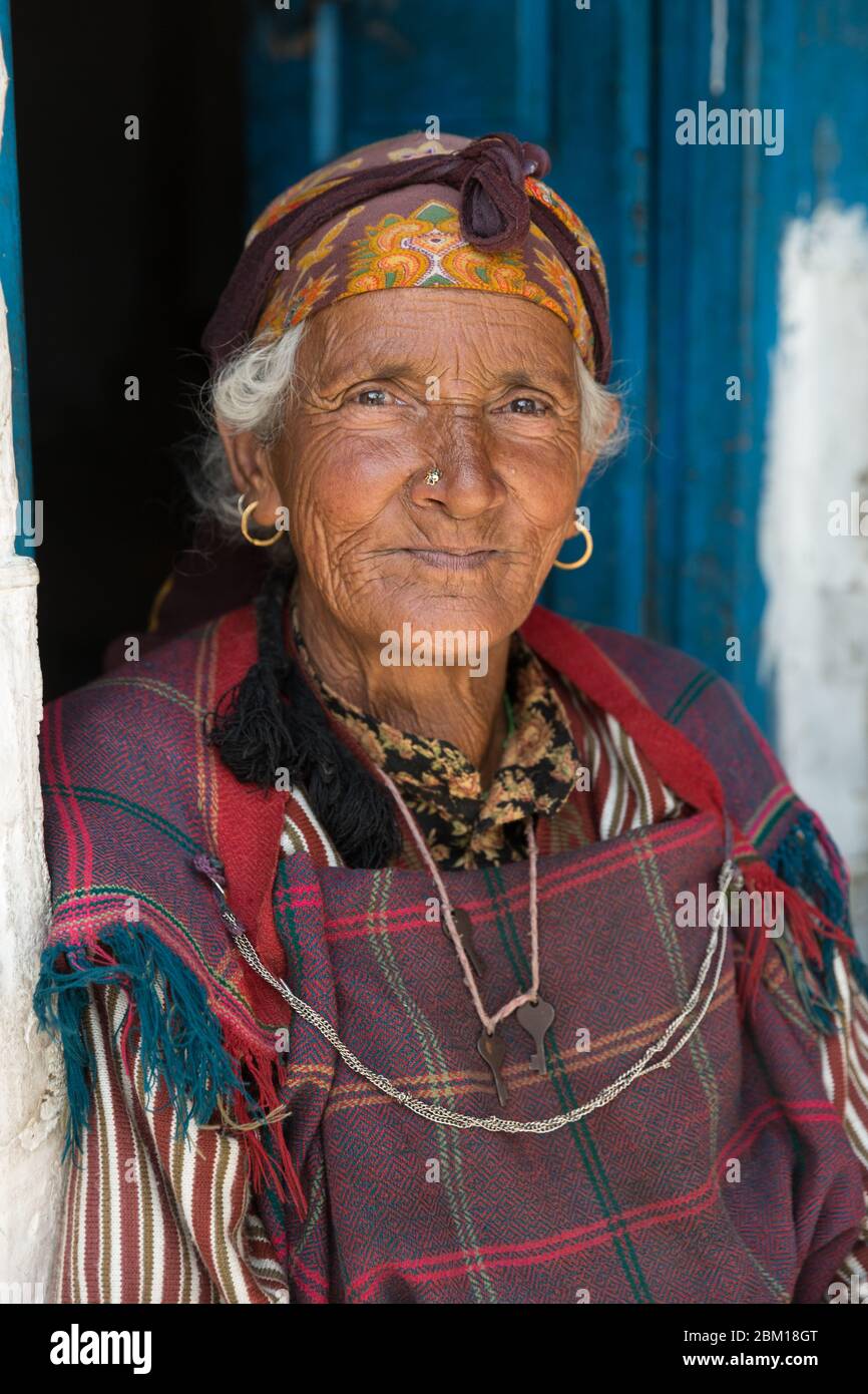 A Portrait of Himalayan woman in traditional appearance Stock Photo - Alamy