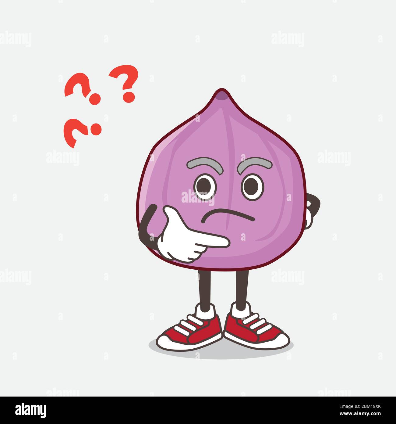 An illustration of Fig Fruit cartoon mascot character in a confused ...