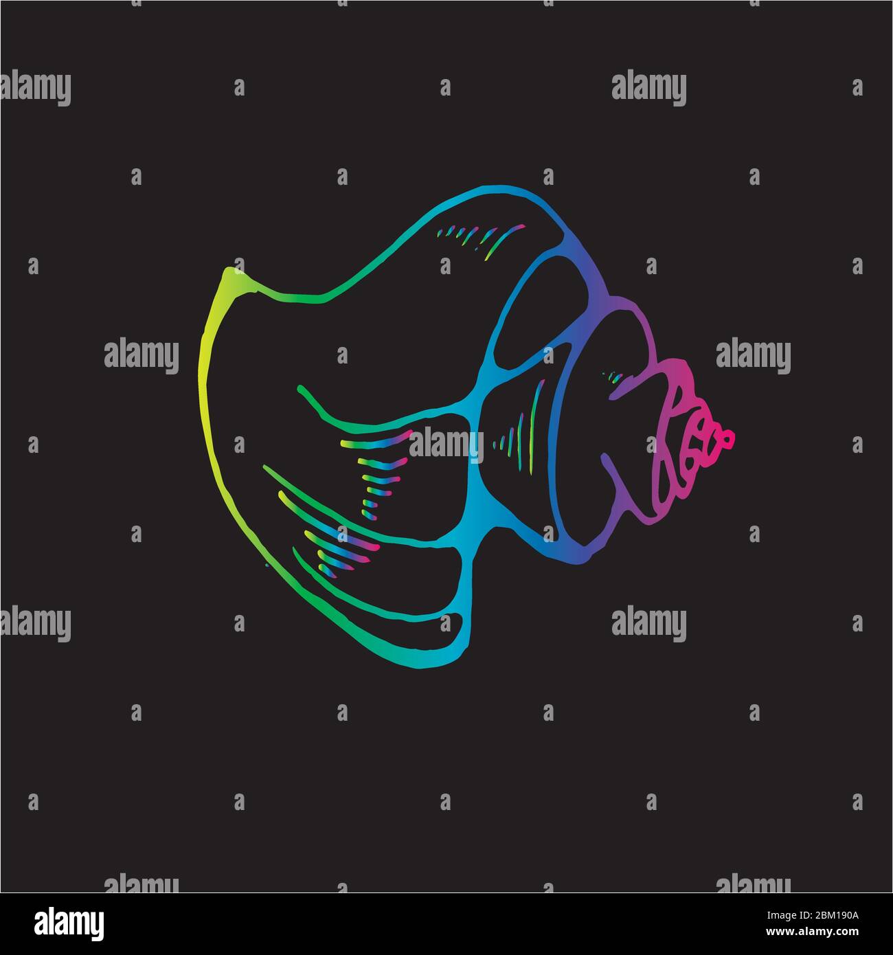 Gradient color sea animal drawing. Ancient marine spiral. Tattoo idea ...