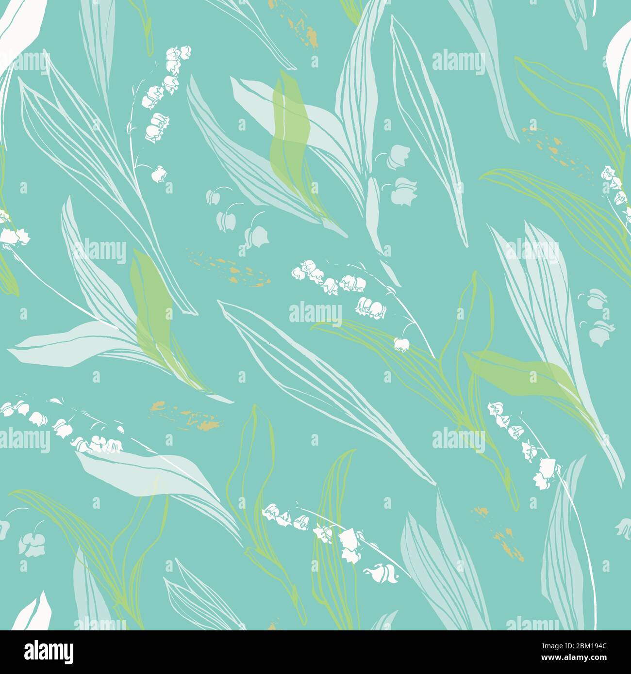 Vector graphic botany lily of the valley pastel pattern with hand drawn ...