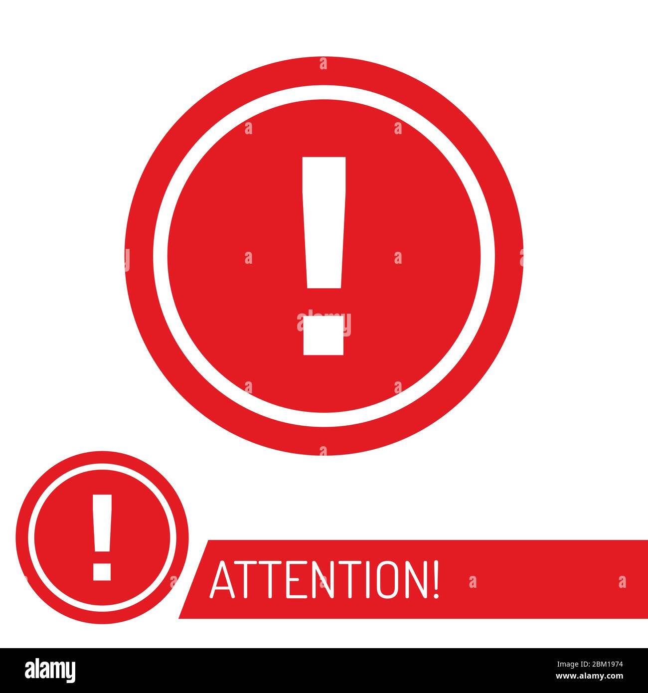 alert sign warning of danger , red icon isolated on white for news ...