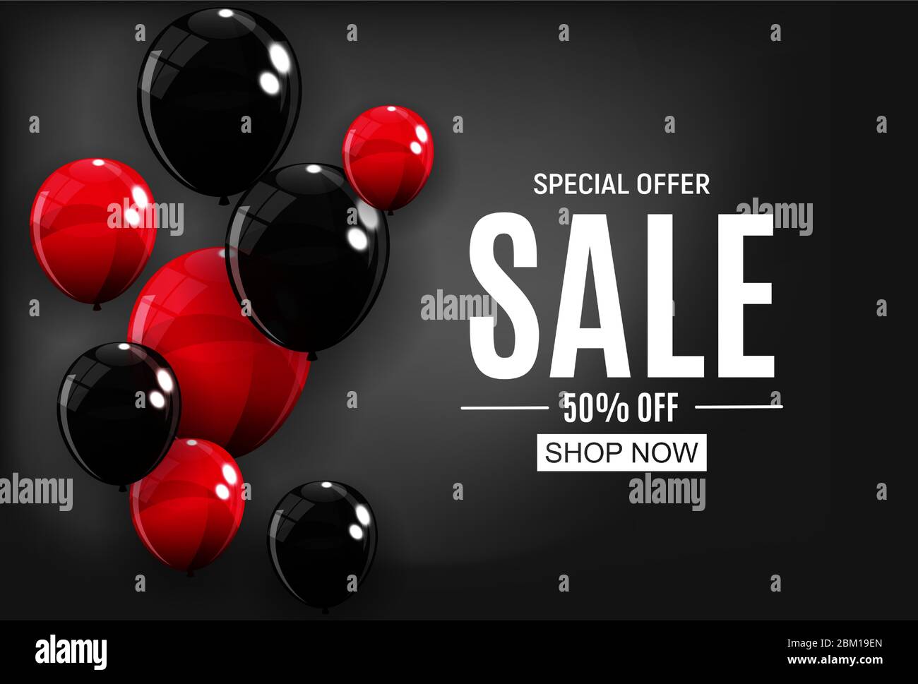 Abstract Designs Sale Banner Template with Balloons. Vector ...