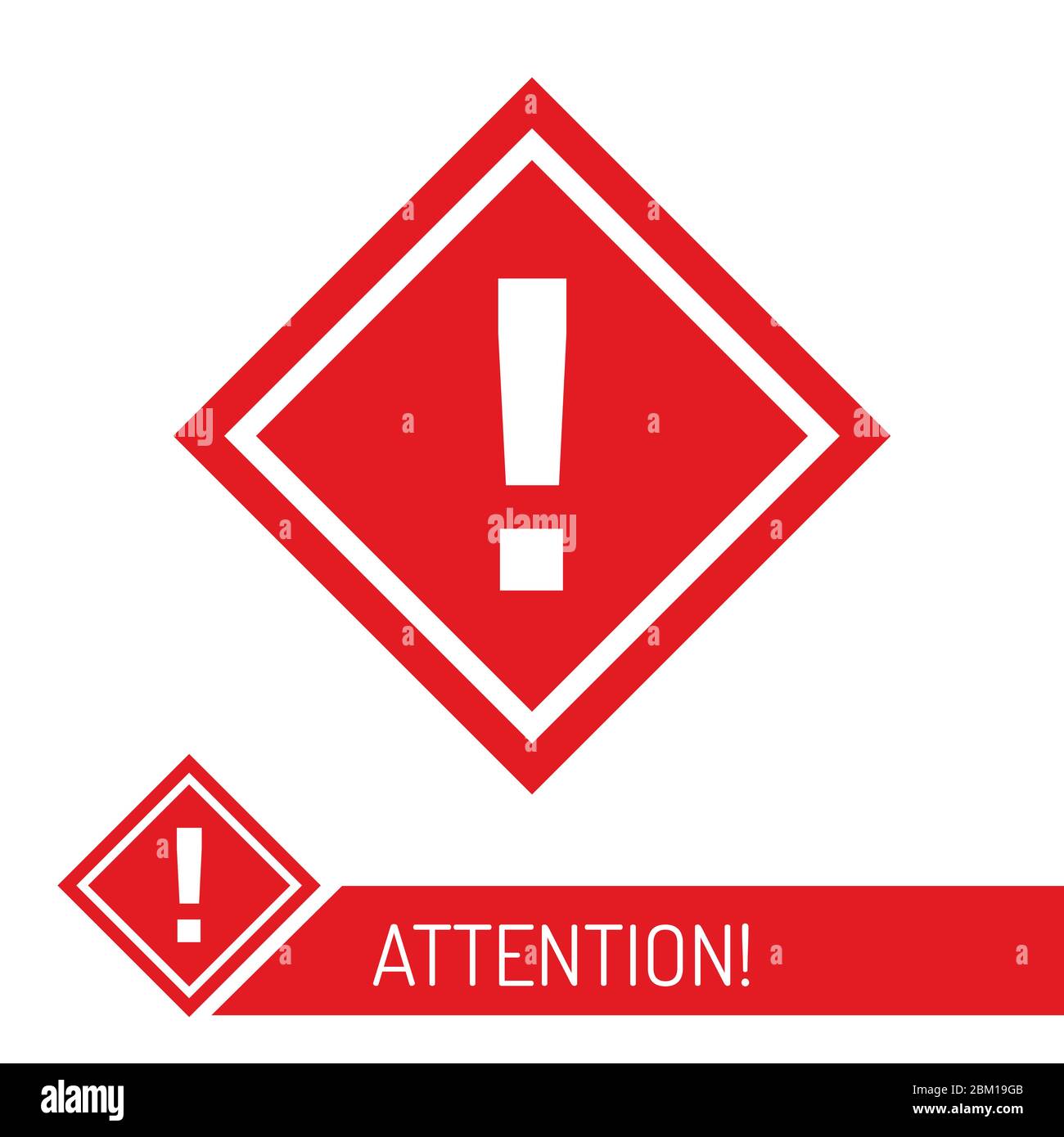 alert sign warning of danger , red icon isolated on white for news ...