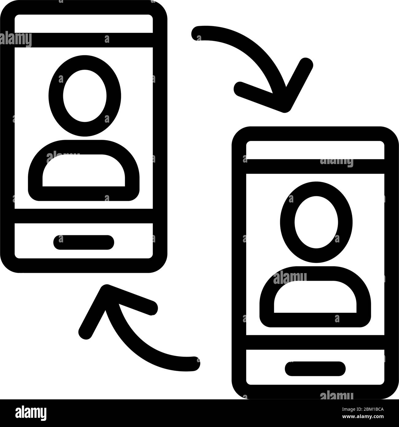 information exchange between phones icon vector outline illustration ...