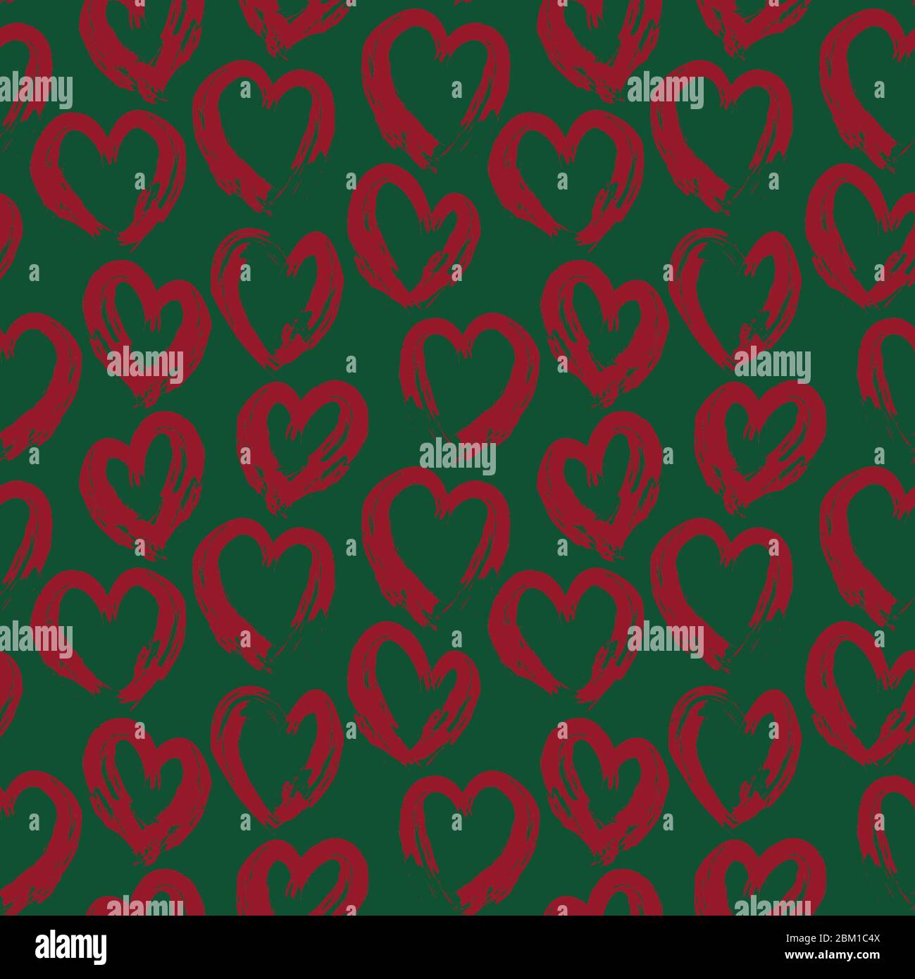 Christmas Heart shaped Valentine’s Day seamless pattern background for ...