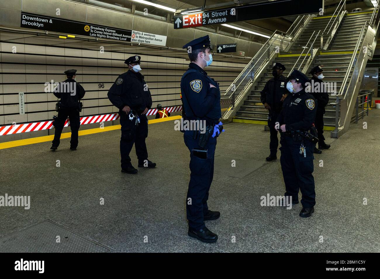 New York, United States. 05th May, 2020. MTA police officers seen at ...