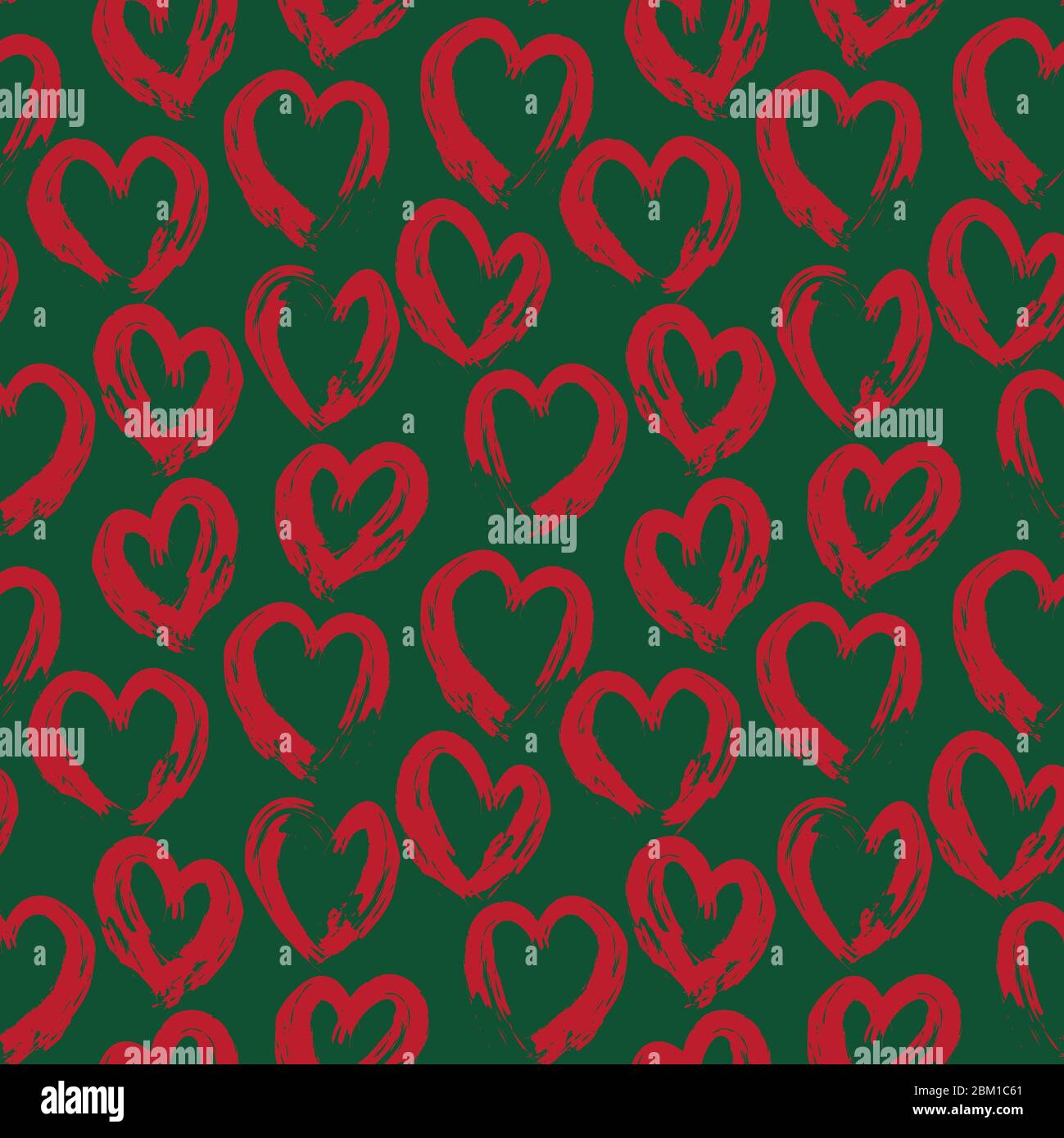 Christmas Heart shaped Valentine’s Day seamless pattern background for ...