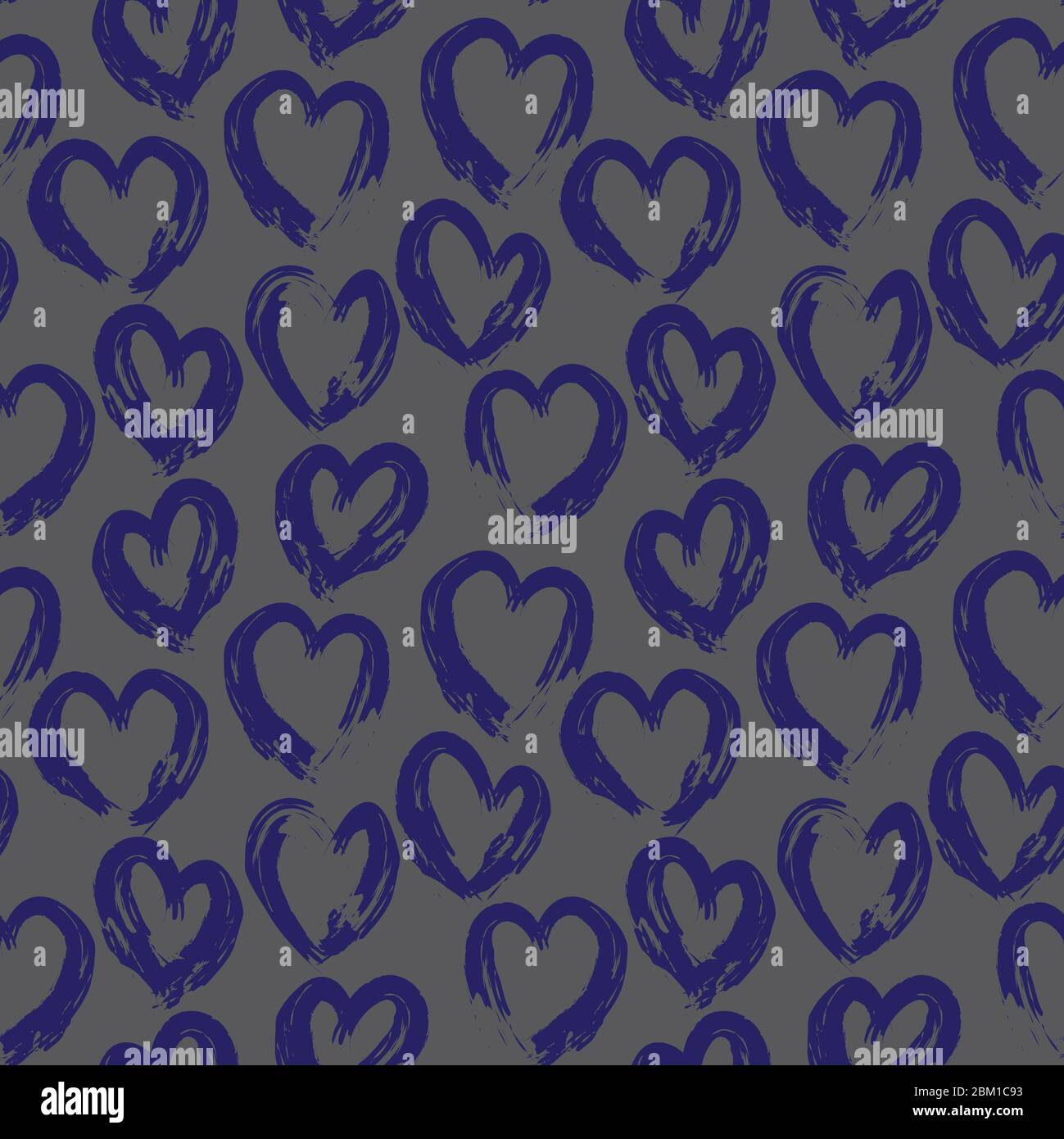 Grey Heart shaped Valentine’s Day seamless pattern background for ...