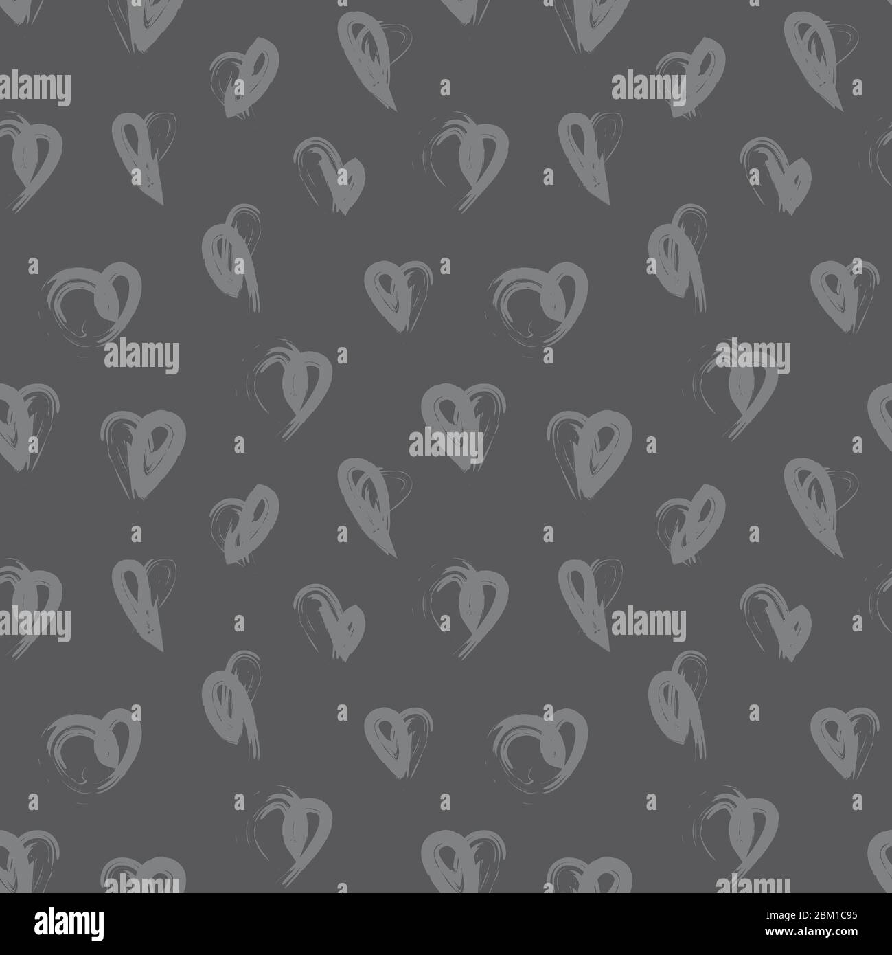 Grey Heart shaped Valentine’s Day seamless pattern background for ...