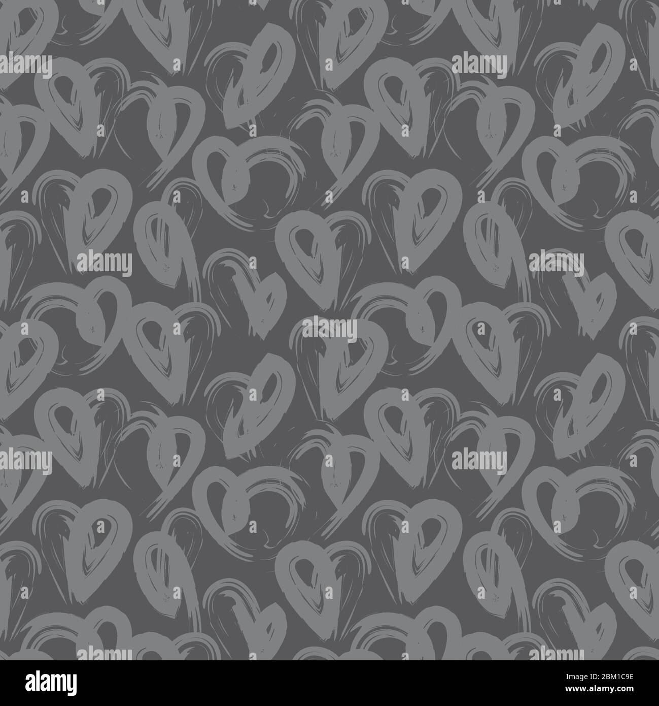 Grey Heart shaped Valentine’s Day seamless pattern background for ...