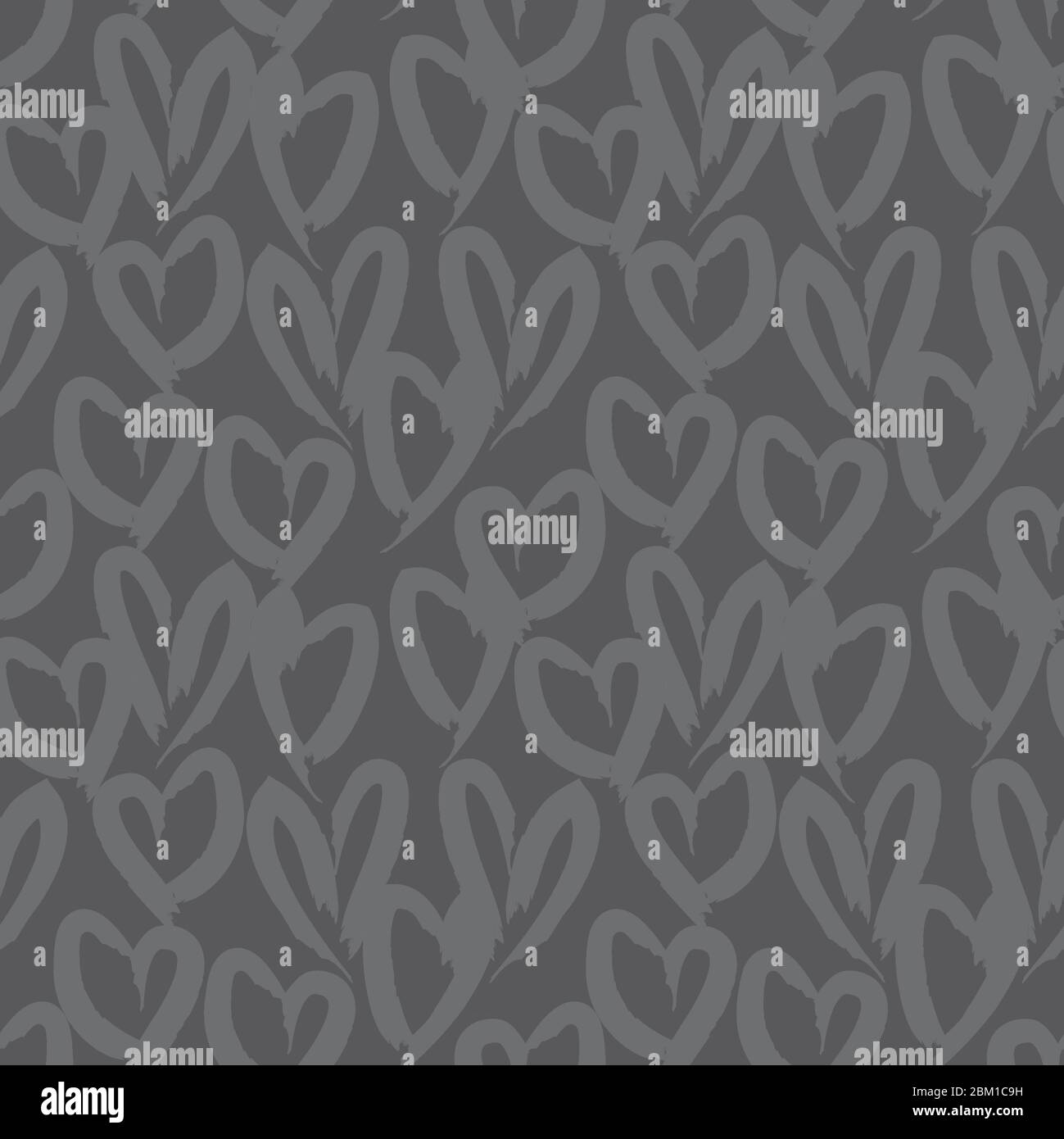 Grey Heart shaped Valentine’s Day seamless pattern background for ...